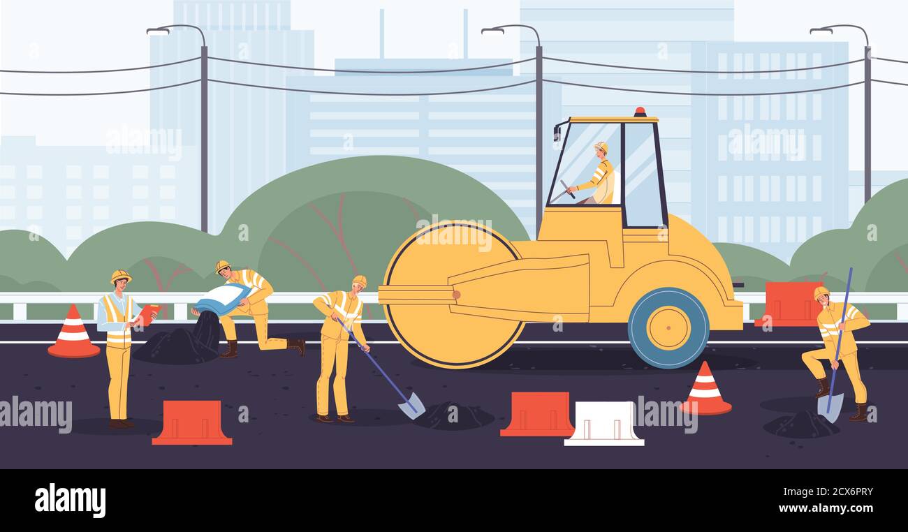 Autobahn construction site Stock Vector Images - Alamy