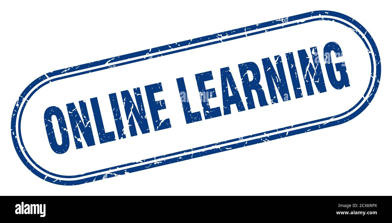 online learning stamp. rounded grunge sign on white background Stock ...