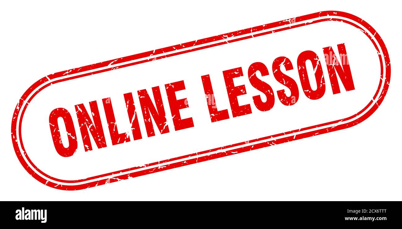 online lesson stamp. rounded grunge sign on white background Stock ...
