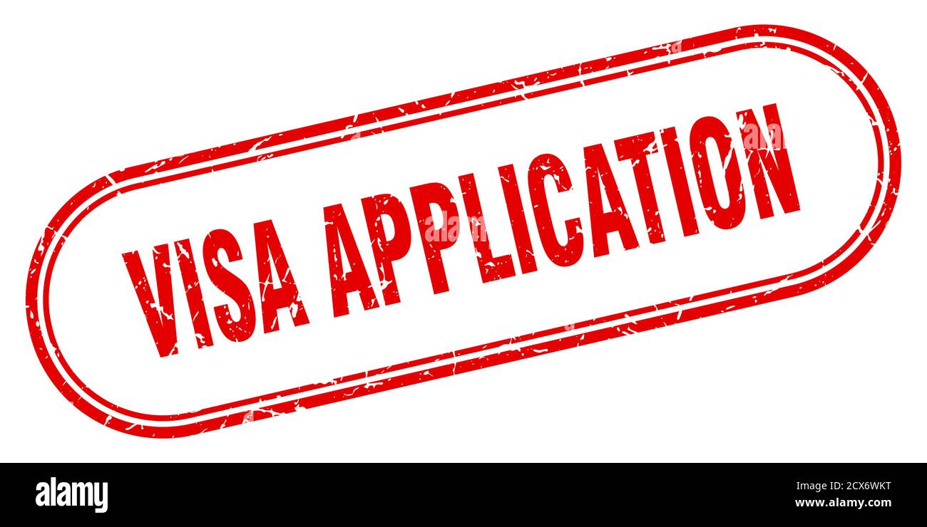 visa application stamp. rounded grunge sign on white background Stock ...