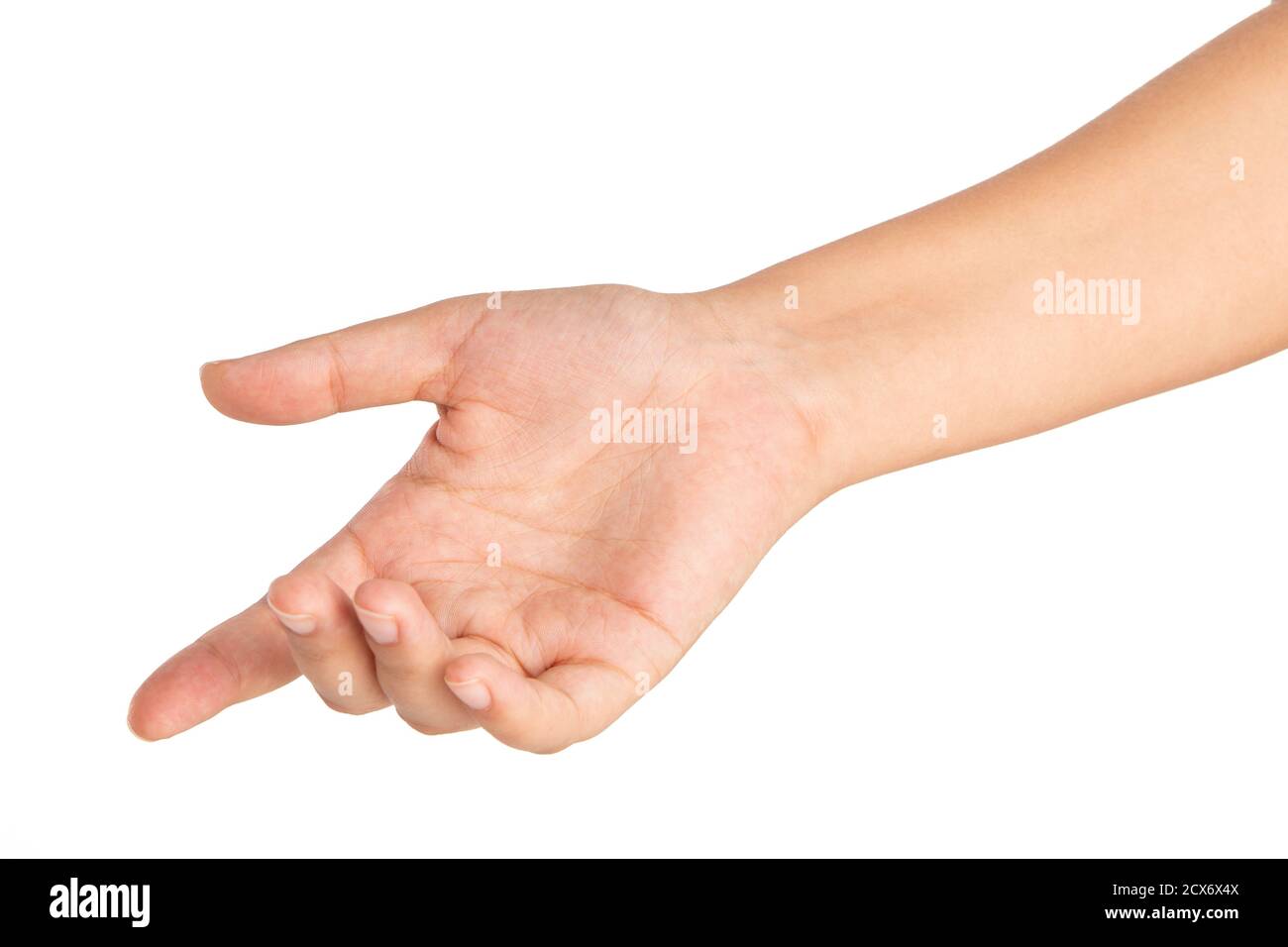 Arm and hand of a young woman cut out on a white background Stock Photo ...