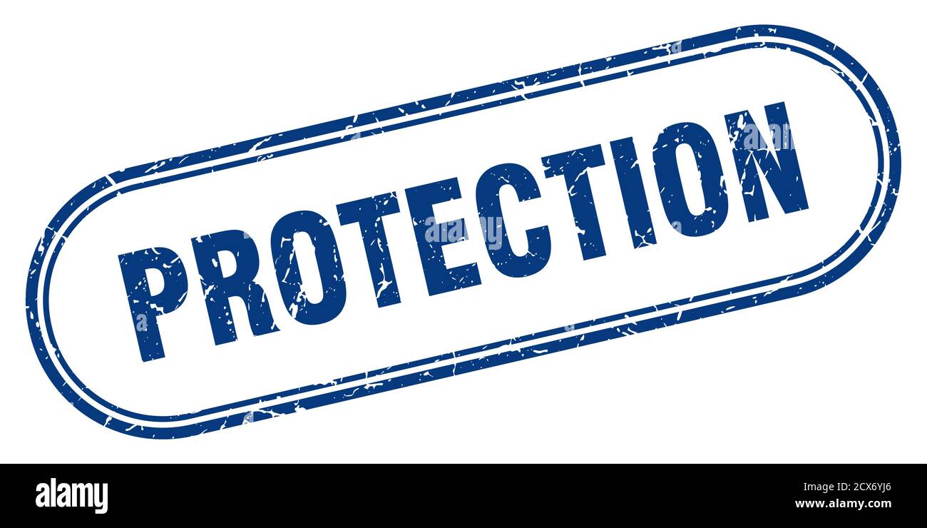 protection stamp. rounded grunge sign on white background Stock Vector ...