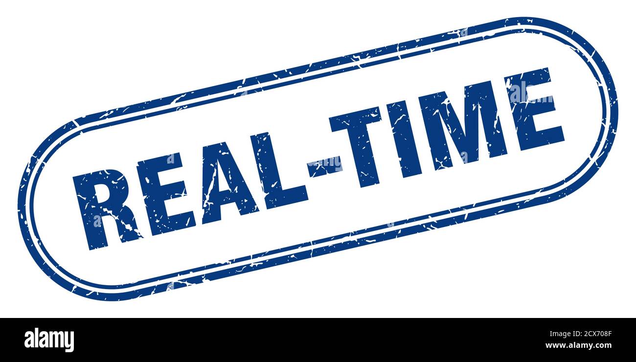 real-time stamp. rounded grunge sign on white background Stock Vector ...