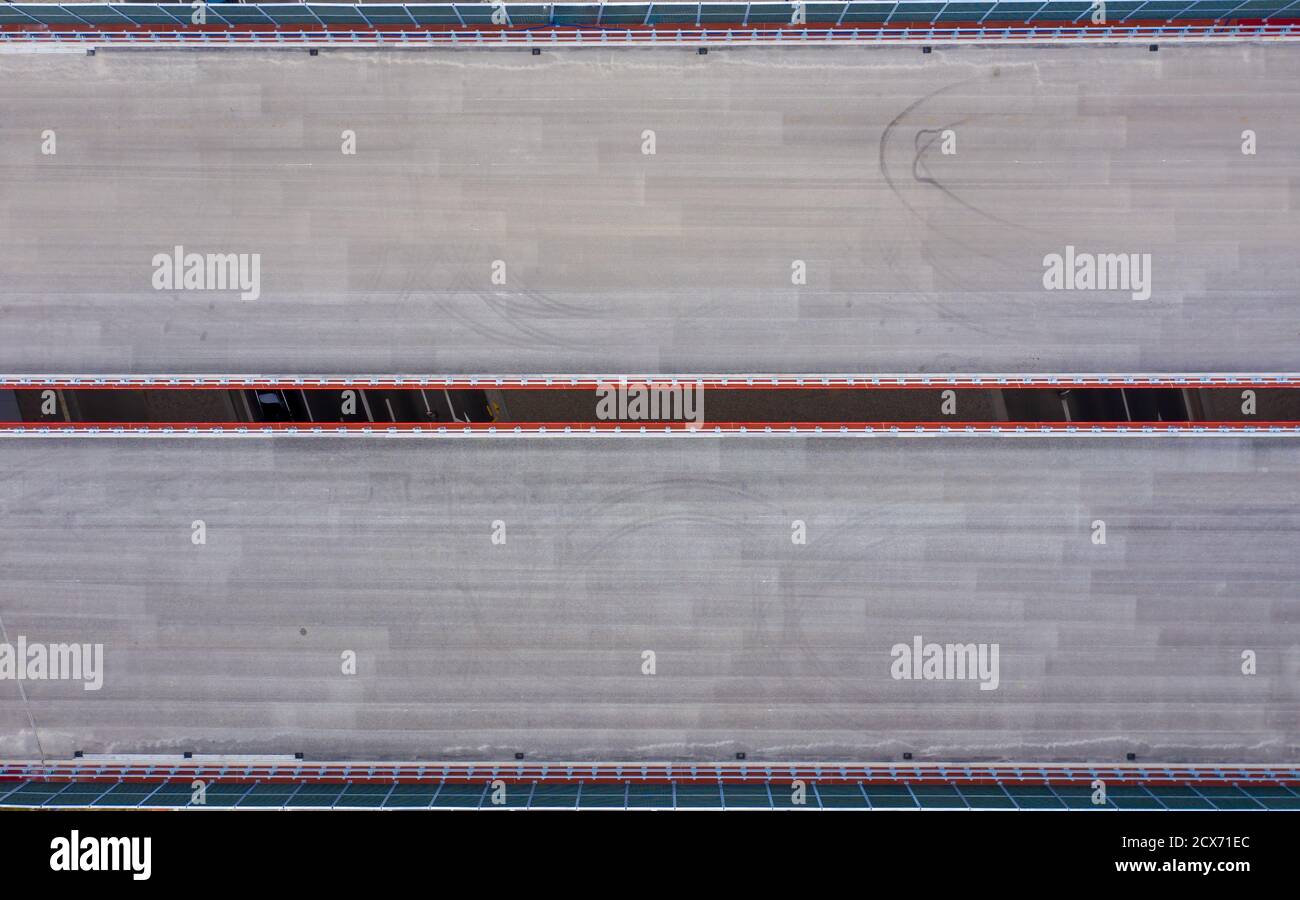 aerial top view of road construction site. building of new city highway ...