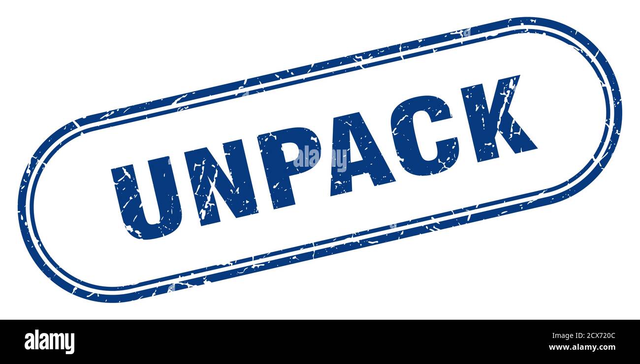 unpack stamp. rounded grunge sign on white background Stock Vector ...