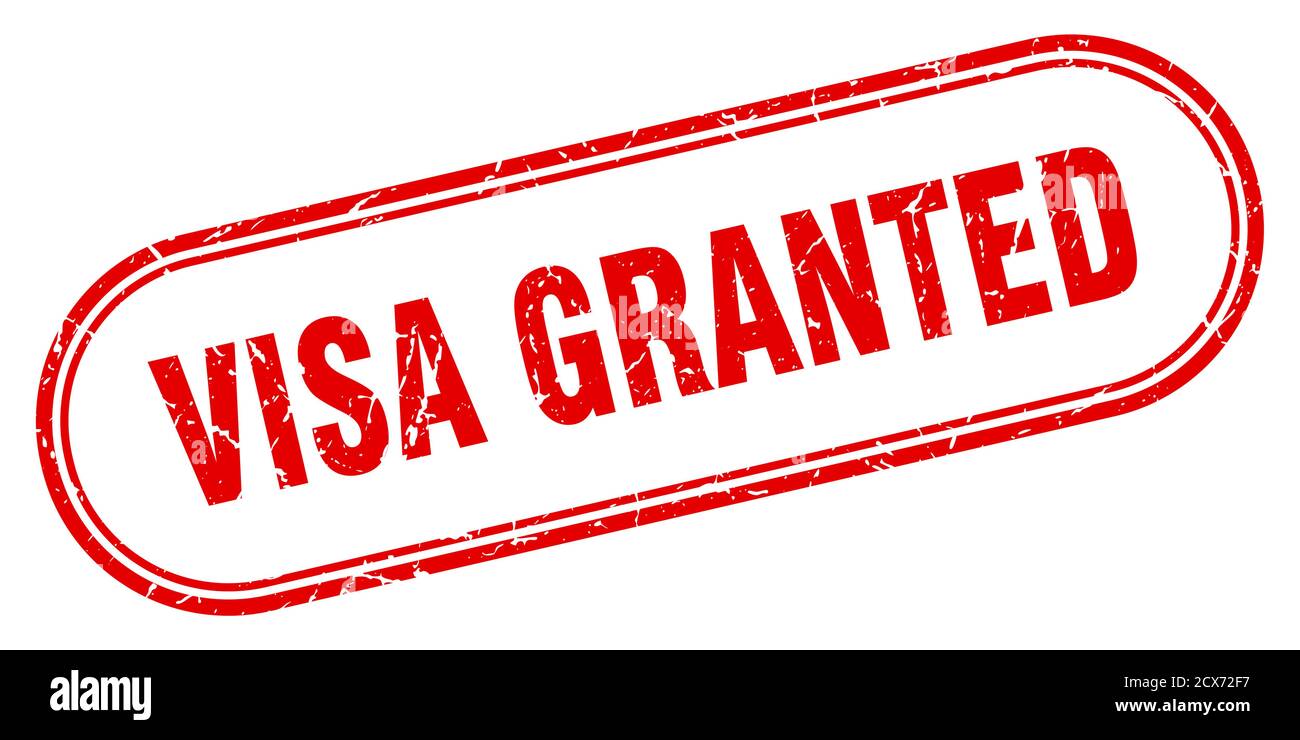 visa granted stamp. rounded grunge sign on white background Stock ...