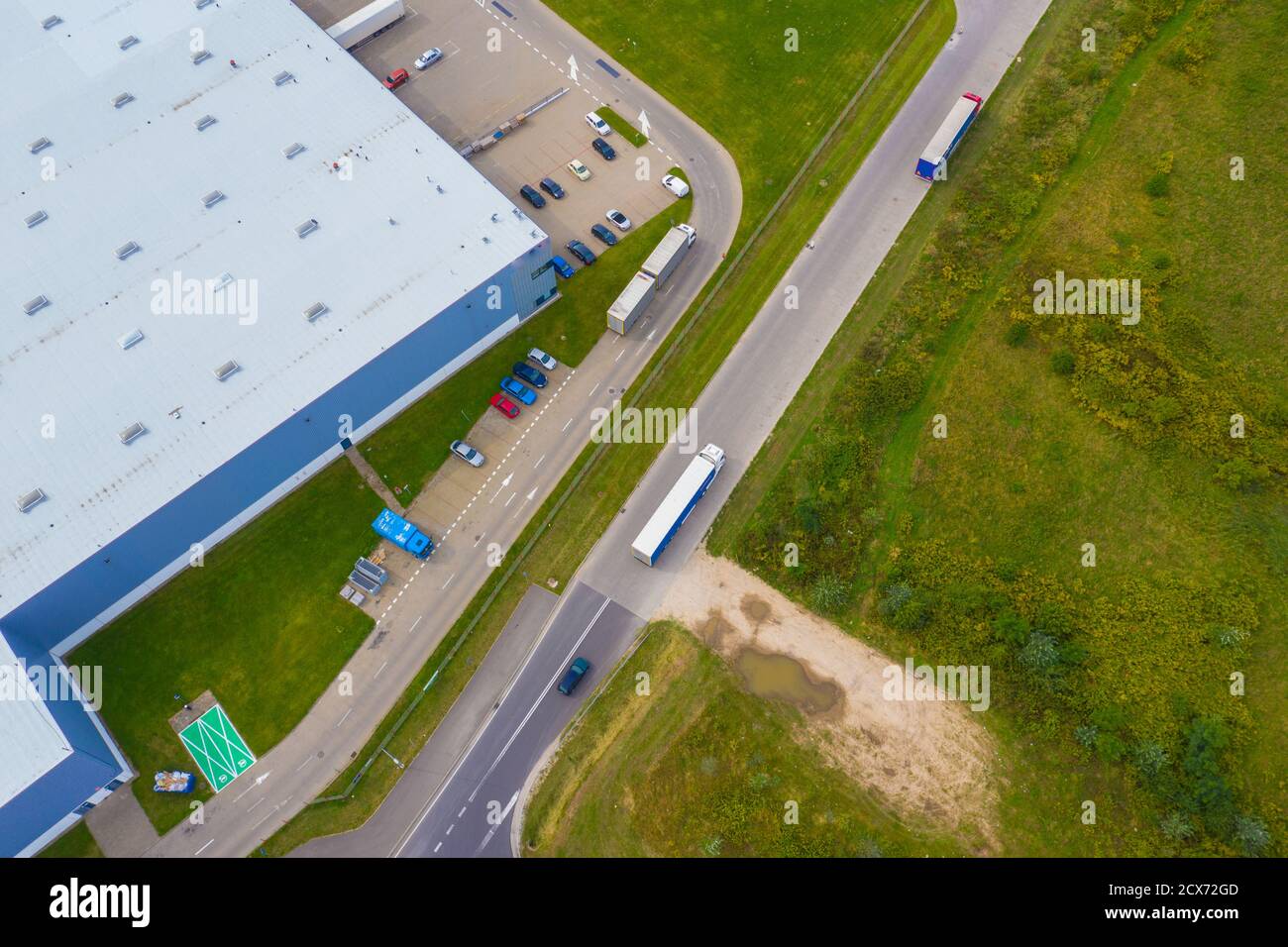 Aerial view of the distribution center, drone photography of the ...