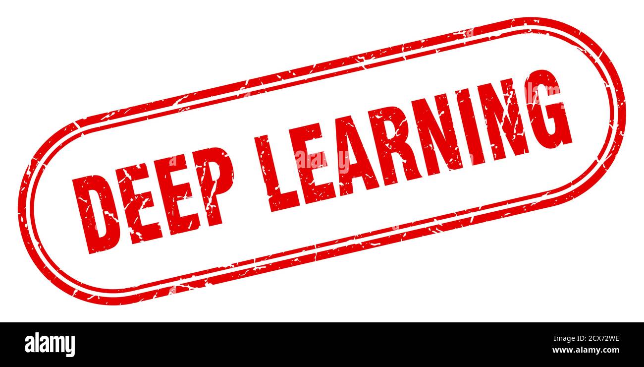 deep learning stamp. rounded grunge sign on white background Stock ...