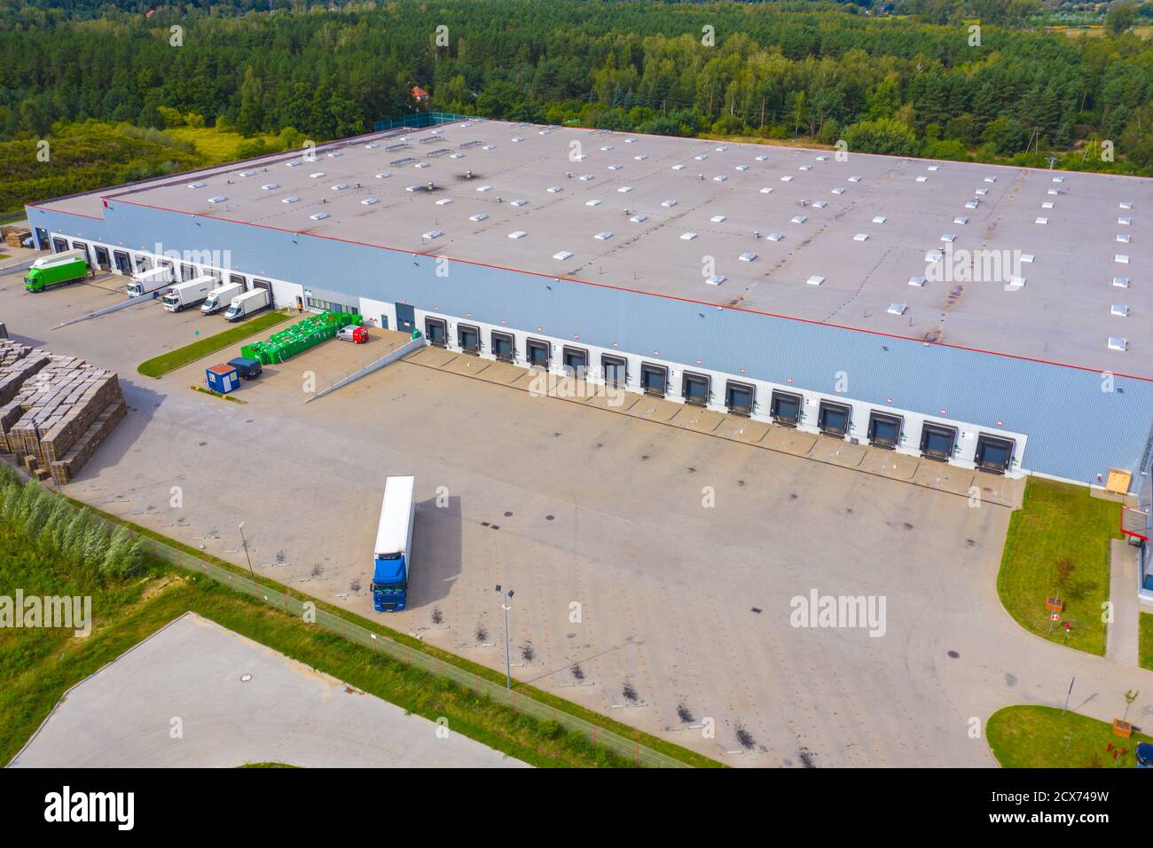 Aerial view of the distribution center, drone photography of the ...