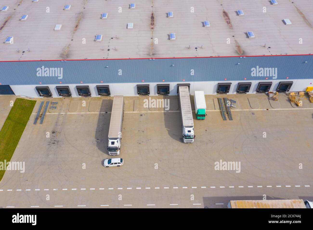 Aerial view of the distribution center, drone photography of the ...