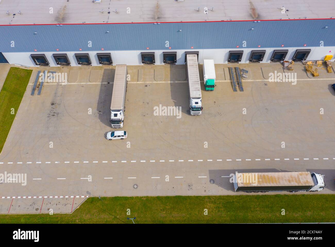 Aerial view of the distribution center, drone photography of the ...