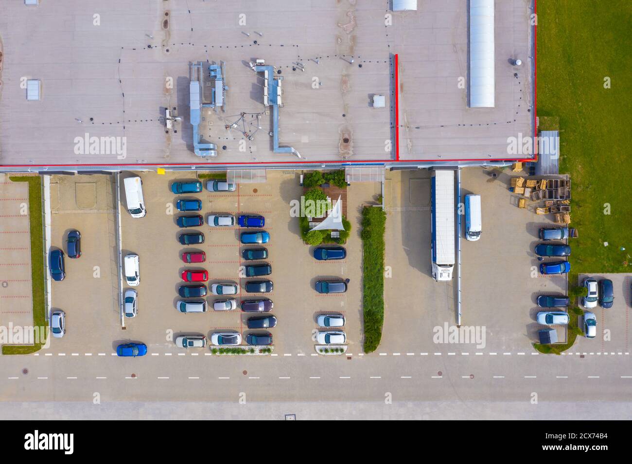 Aerial view of the distribution center, drone photography of the ...