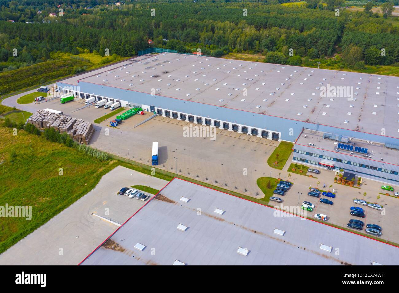 Aerial view of the distribution center, drone photography of the ...