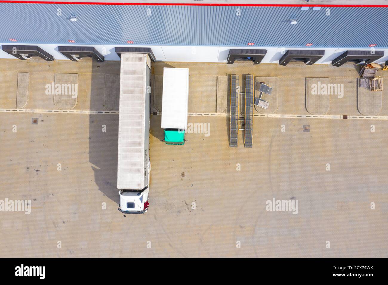 Aerial view of the distribution center, drone photography of the ...