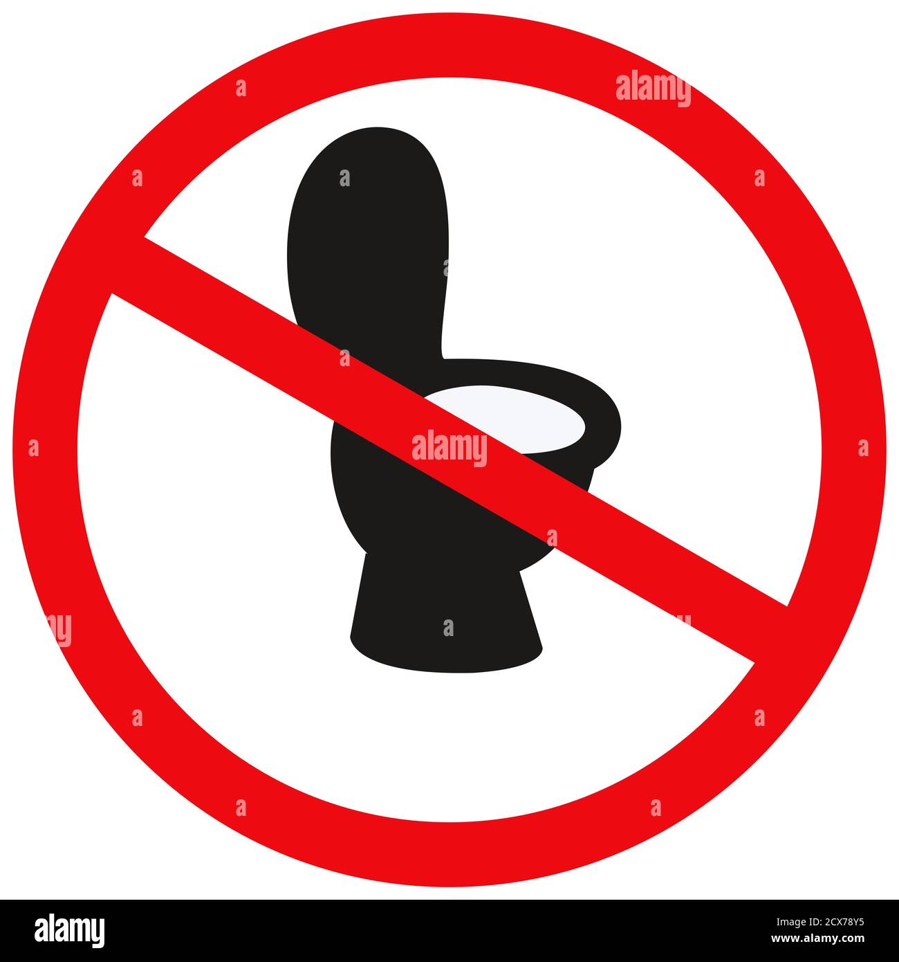 Toilet is closed. Prohibition restriction vector sign. Isolated on a ...