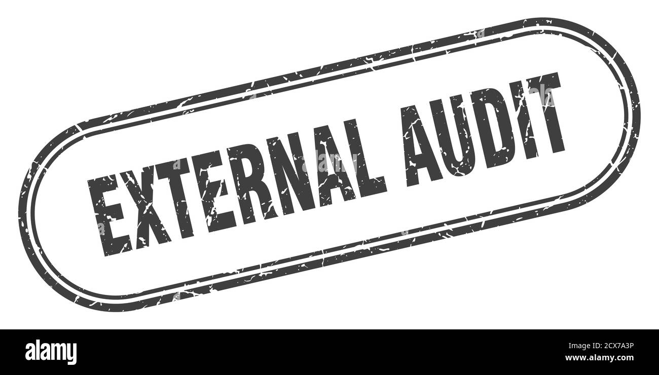 external audit stamp. rounded grunge sign on white background Stock ...