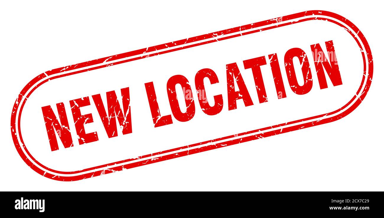 new location stamp. rounded grunge sign on white background Stock ...