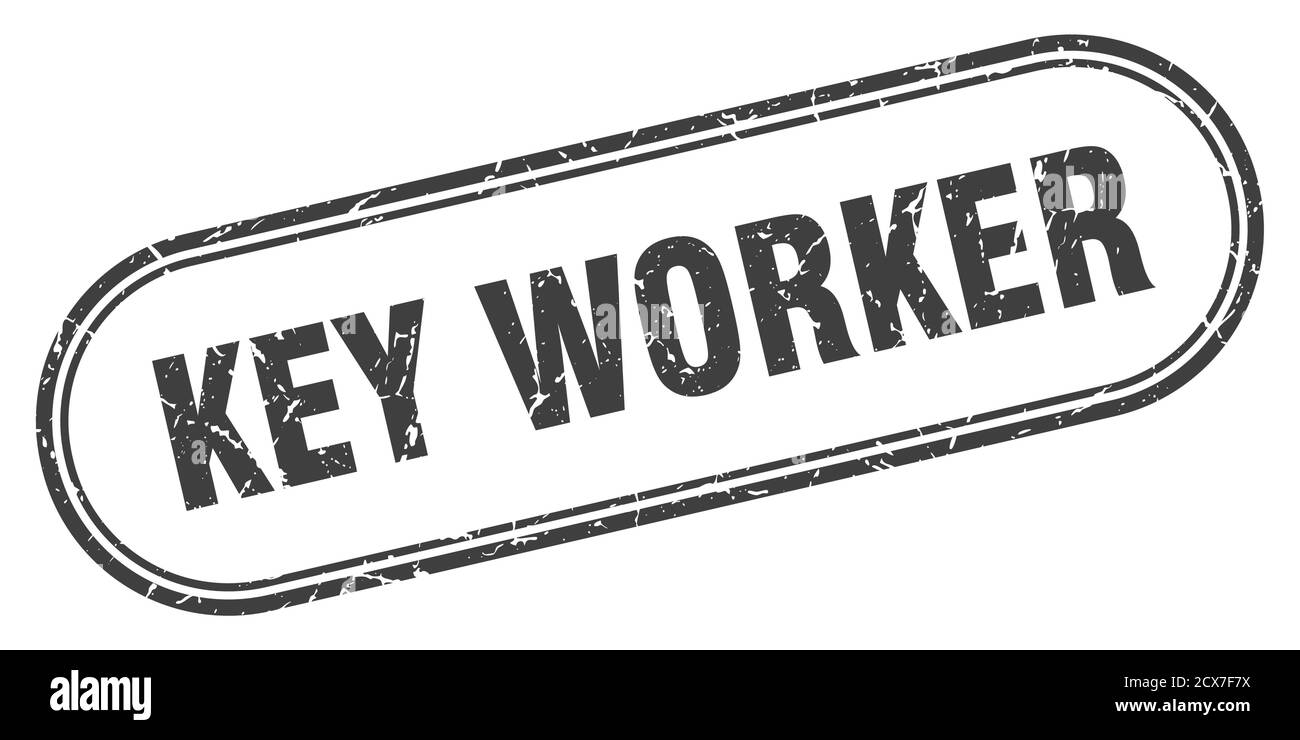 key worker stamp. rounded grunge sign on white background Stock Vector ...