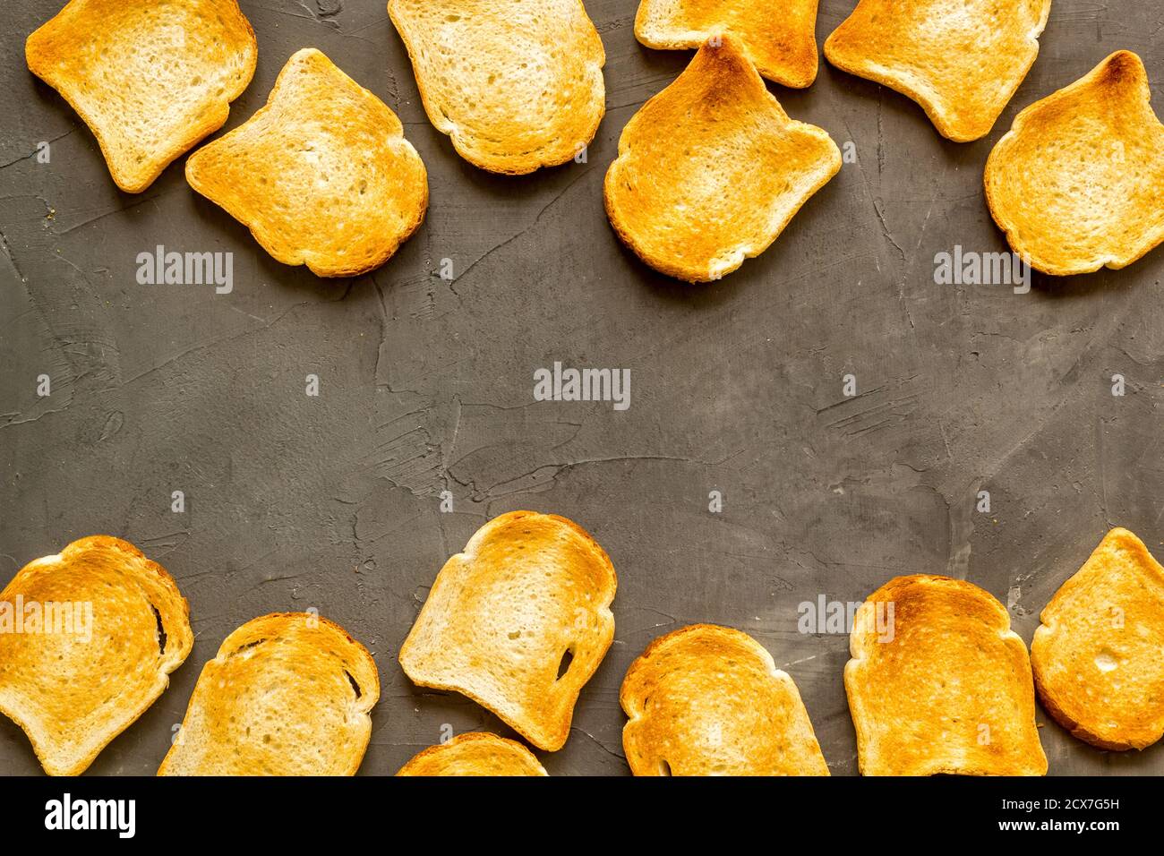 Set of toast bread slices top view. Food background, top view Stock ...