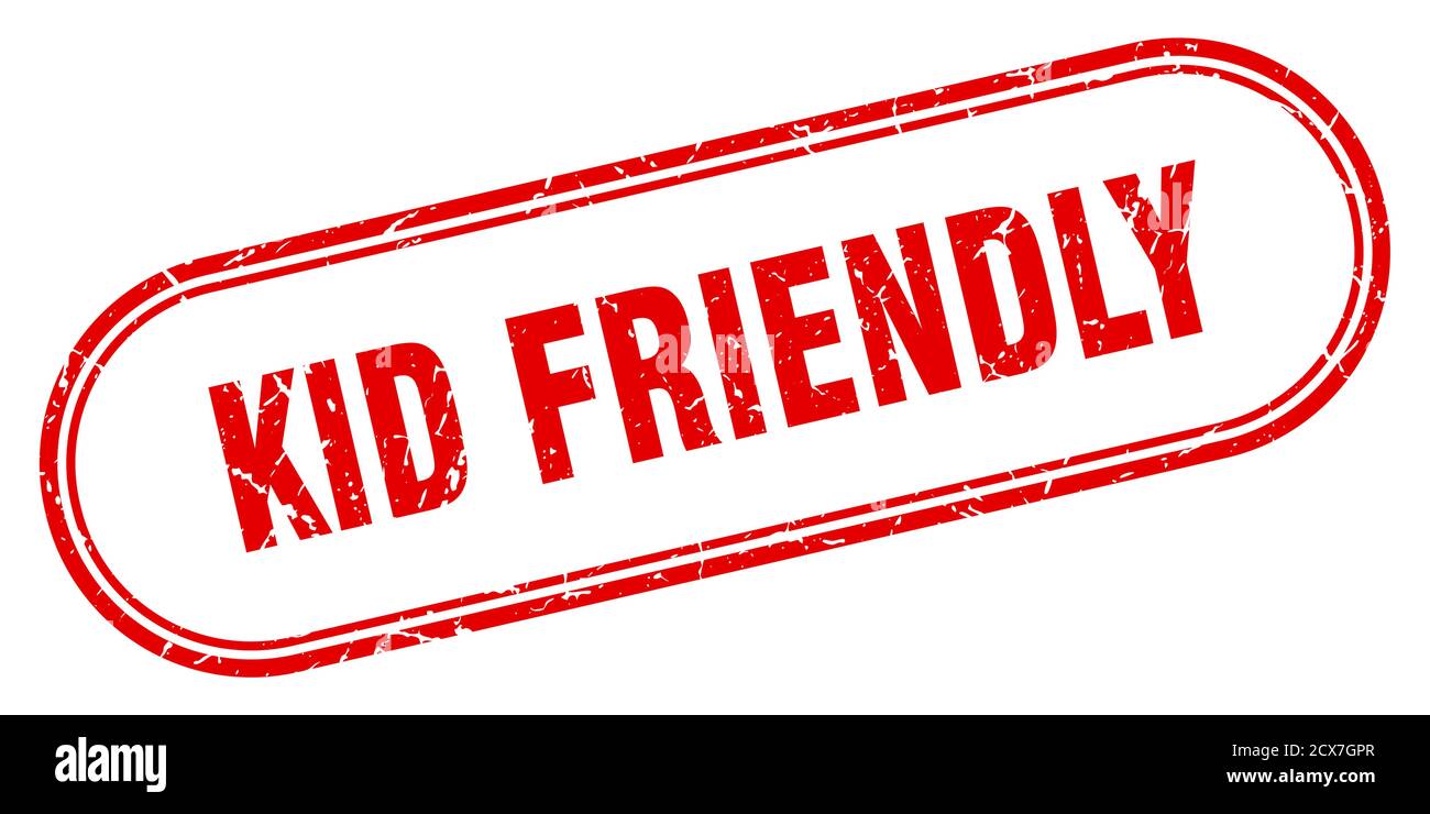 kid friendly stamp. rounded grunge sign on white background Stock ...