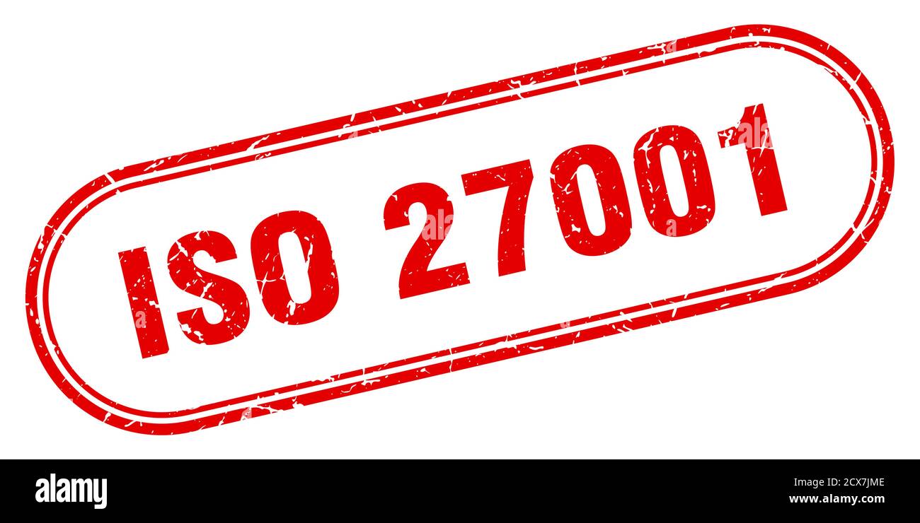 iso 27001 stamp. rounded grunge sign on white background Stock Vector ...