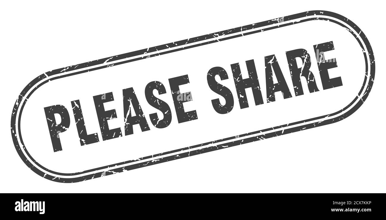 please share stamp. rounded grunge sign on white background Stock ...