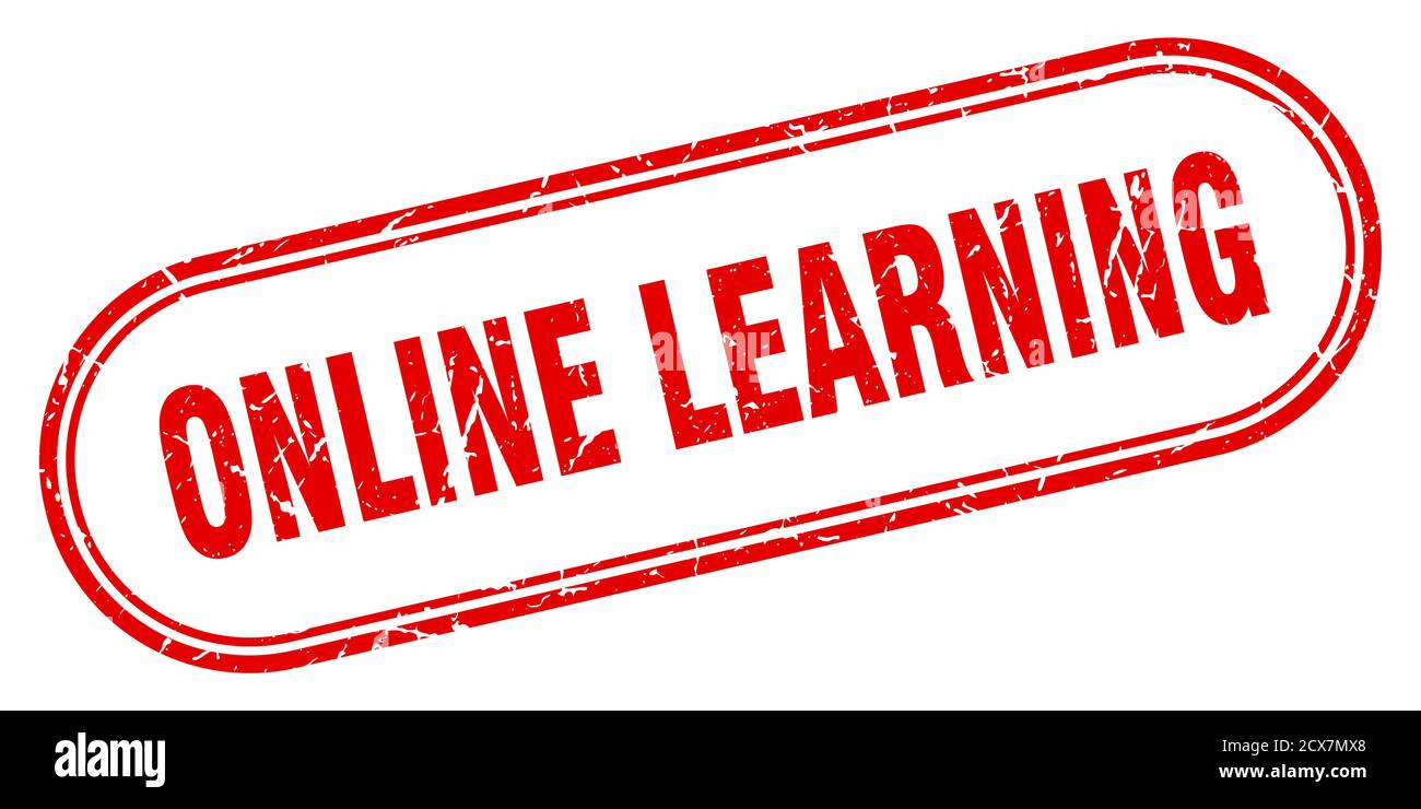 online learning stamp. rounded grunge sign on white background Stock ...