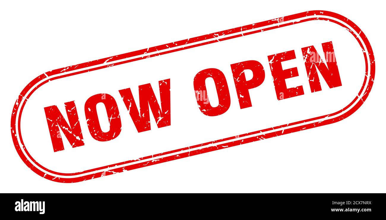 now open stamp. rounded grunge sign on white background Stock Vector ...