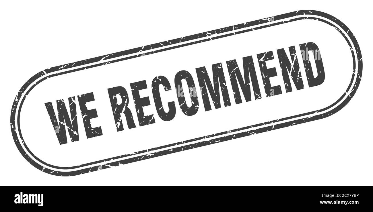 we recommend stamp. rounded grunge sign on white background Stock ...