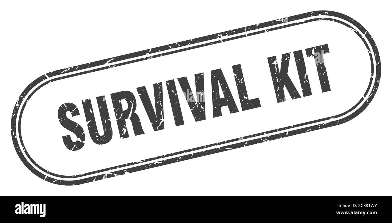 survival kit stamp. rounded grunge sign on white background Stock ...
