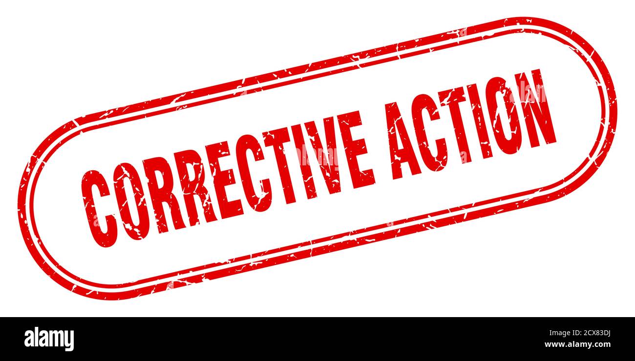 corrective action stamp. rounded grunge sign on white background Stock ...