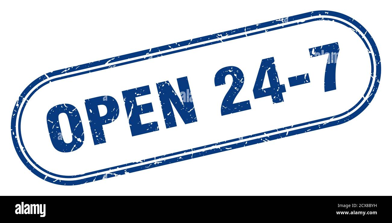 open 24 7 stamp. rounded grunge sign on white background Stock Vector ...