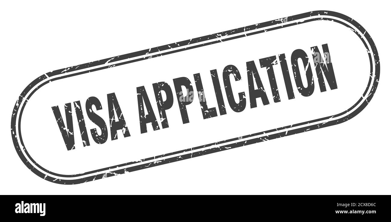 visa application stamp. rounded grunge sign on white background Stock ...