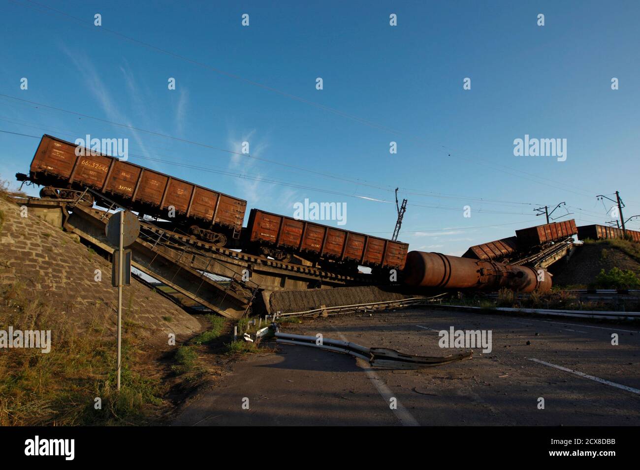 Train seen on destroyed railway hi-res stock photography and images - Alamy