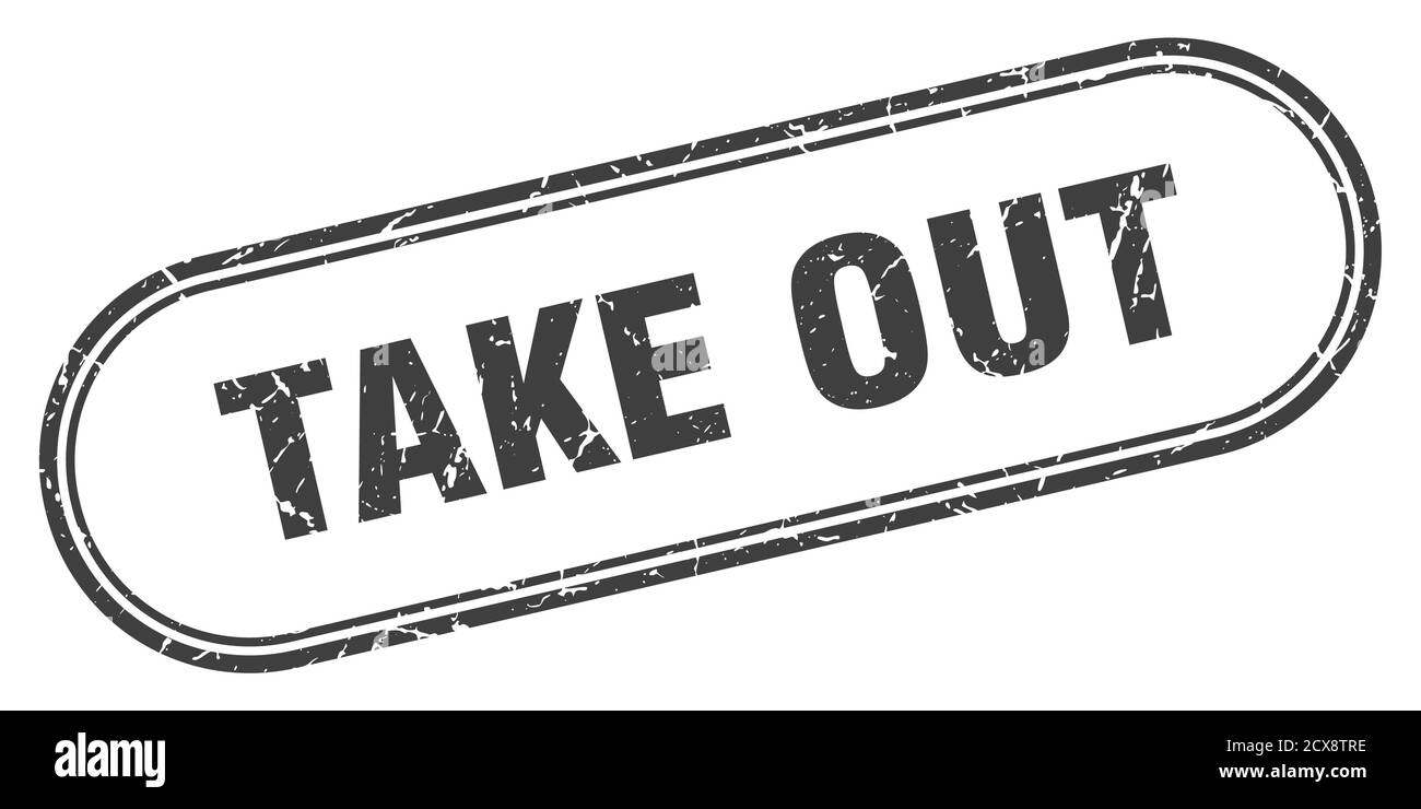 take out stamp. rounded grunge sign on white background Stock Vector ...