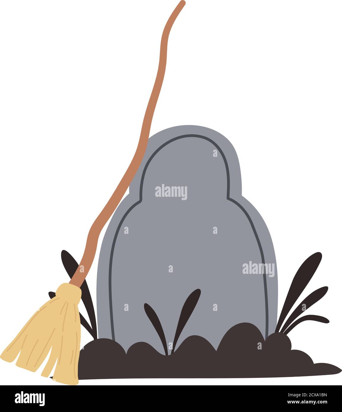 happy halloween tombstone and broom celebration vector illustration ...