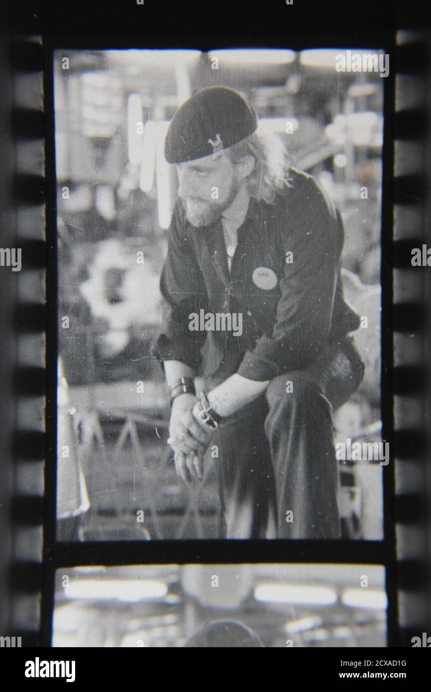 Fine 1970s vintage black and white photography of a regular guy ride ...