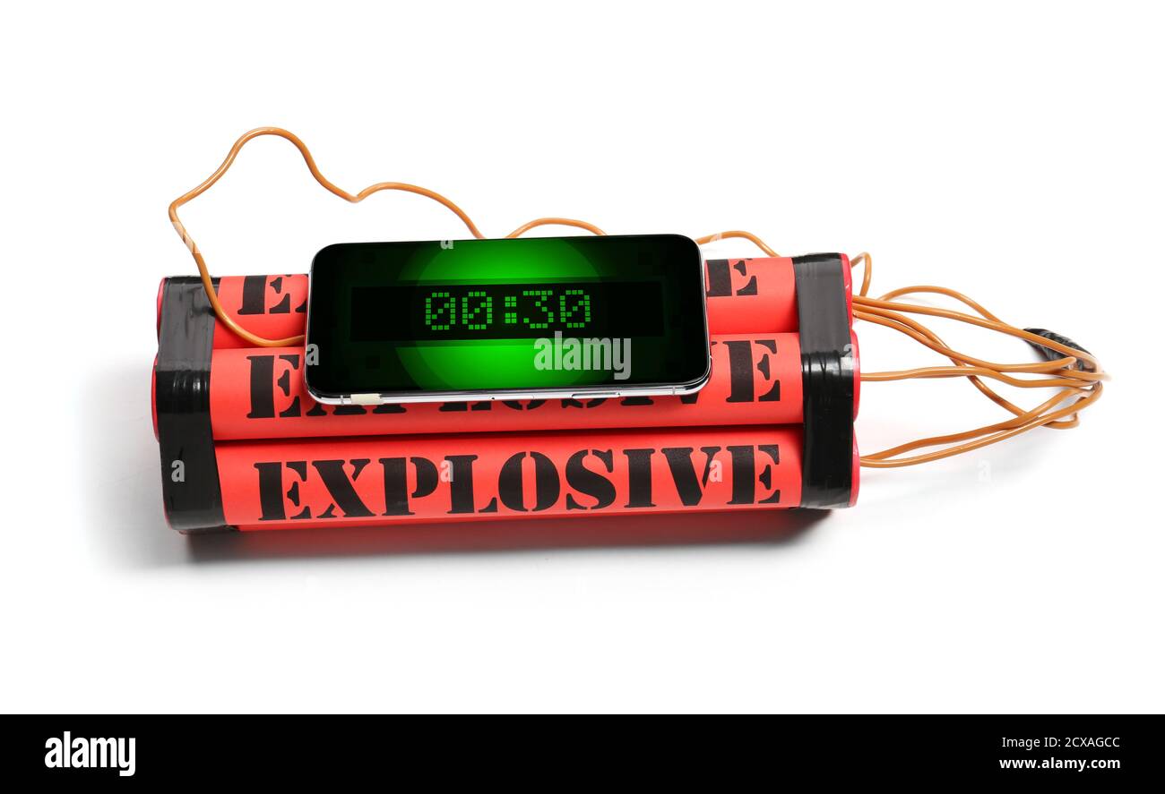 Bomb with timer on white background Stock Photo - Alamy