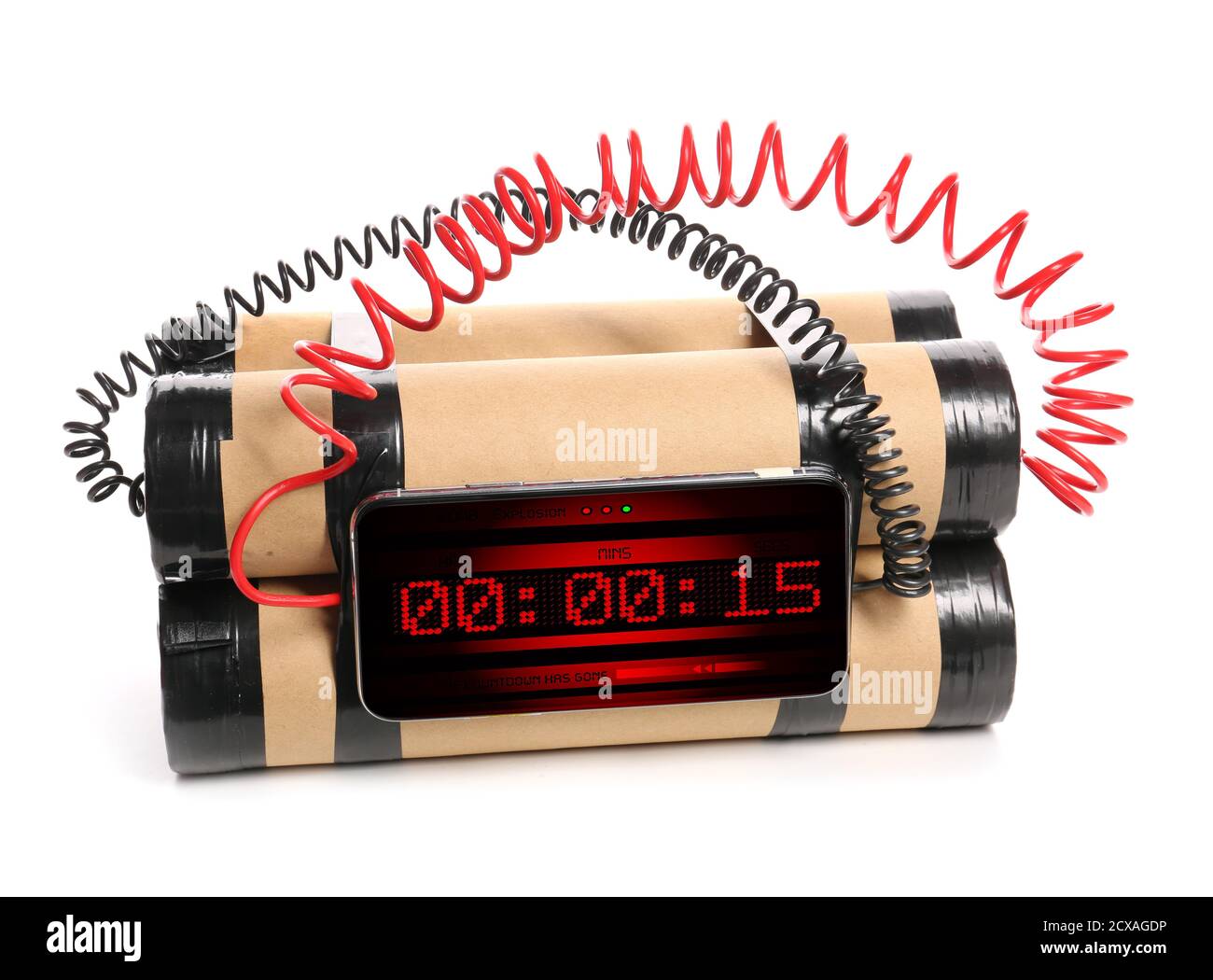 Bomb with timer on white background Stock Photo - Alamy
