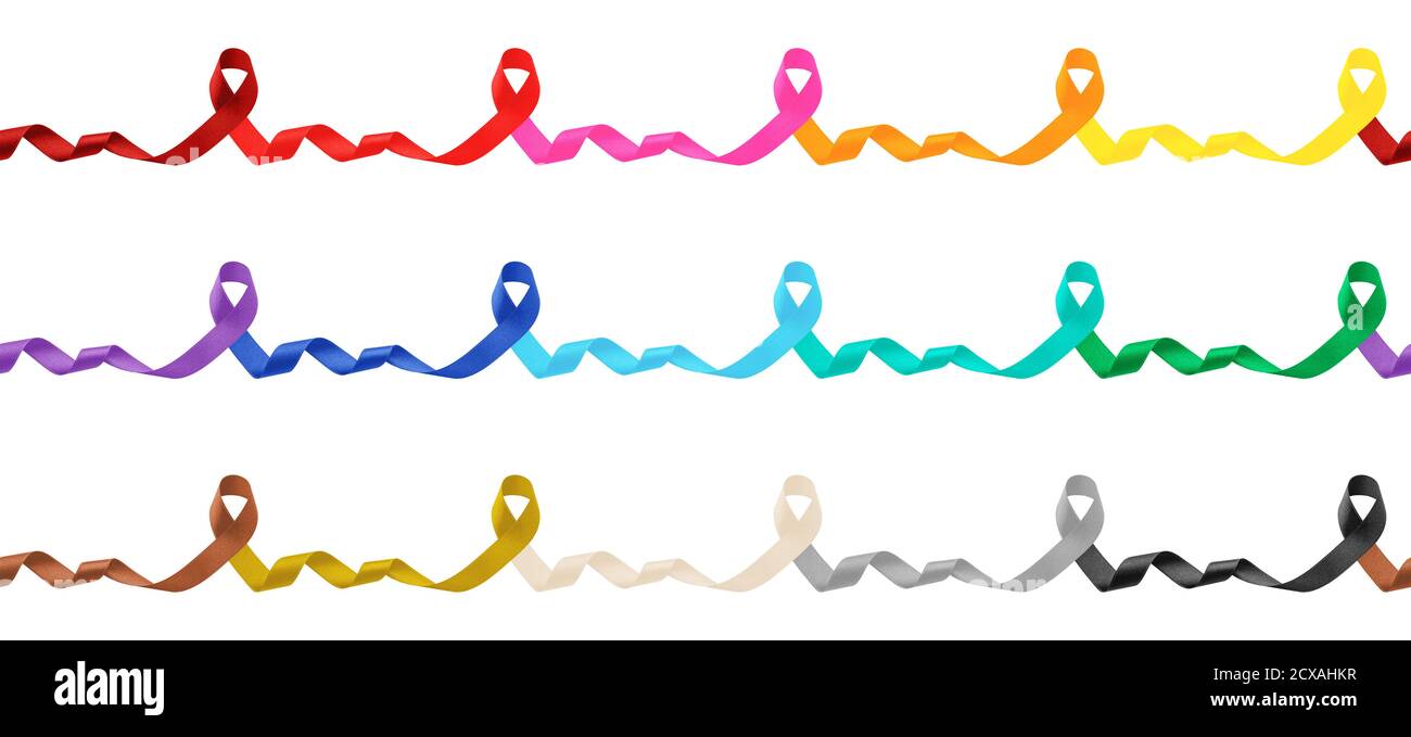 Different awareness ribbons on white background Stock Photo - Alamy