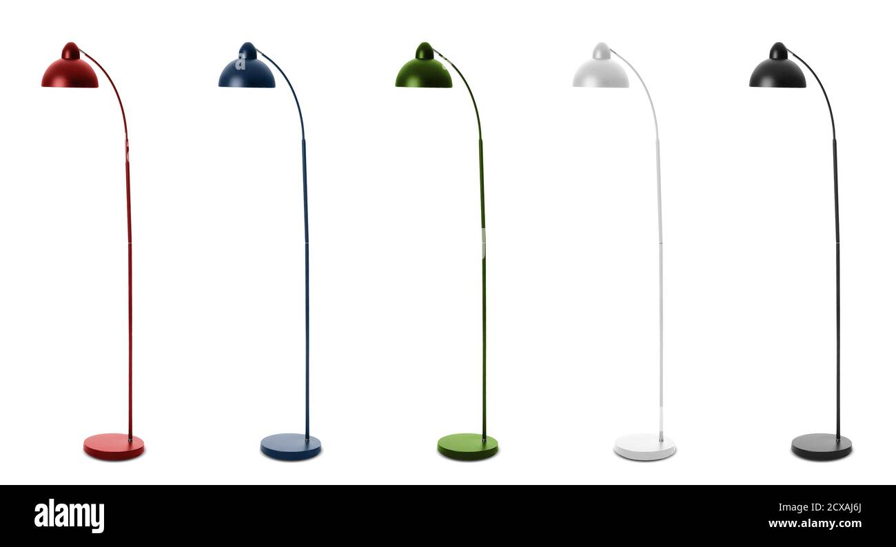 Set of modern floor-lamps on white background Stock Photo - Alamy