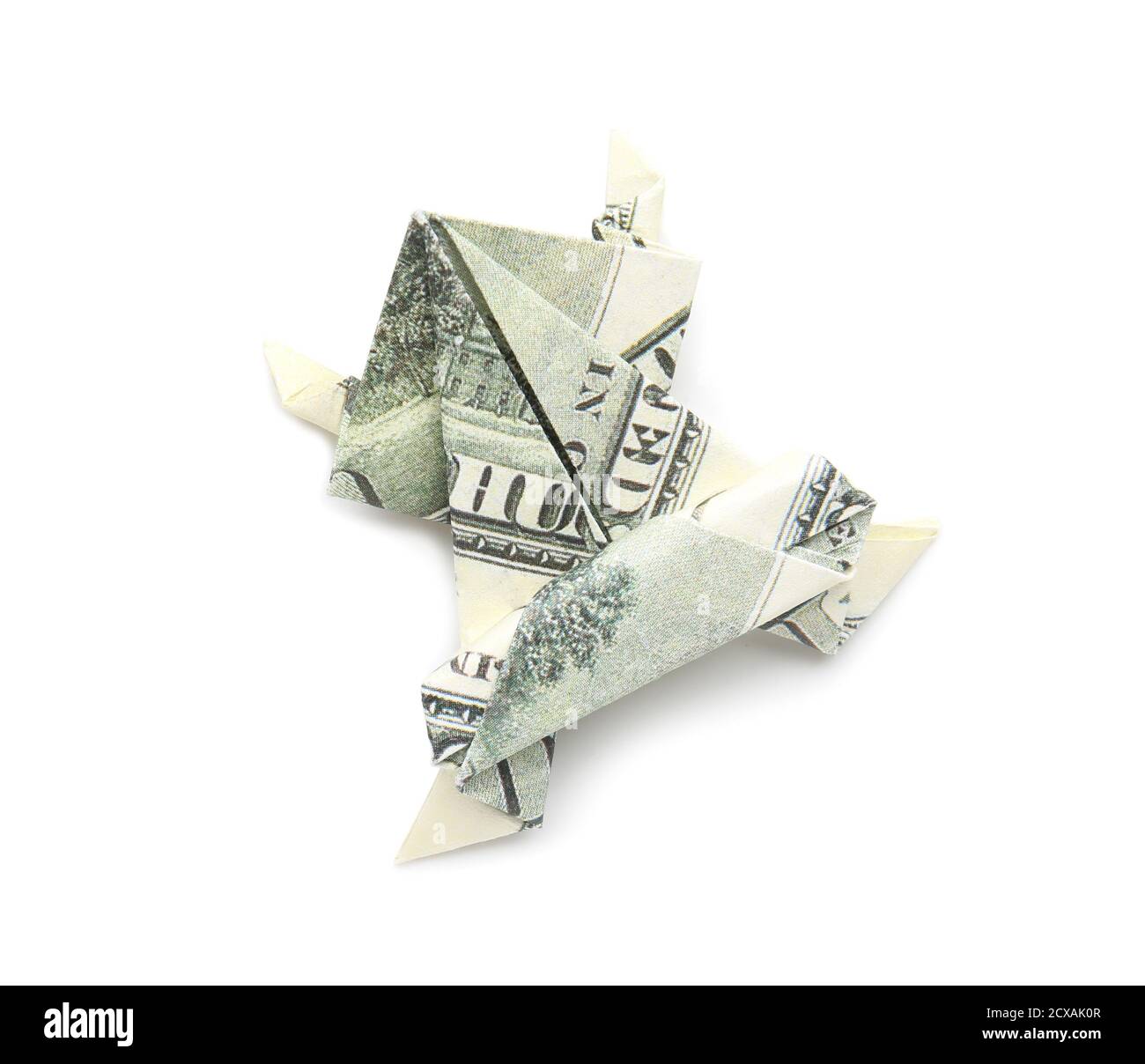 Origami frog made of dollar banknote on white background Stock Photo ...
