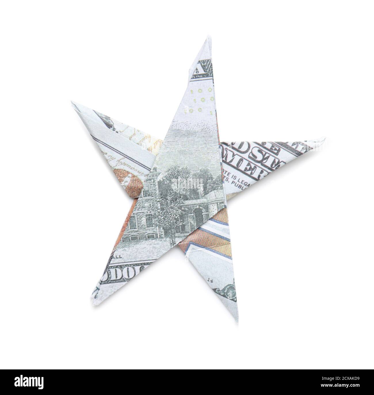 Origami star made of dollar banknote on white background Stock Photo ...