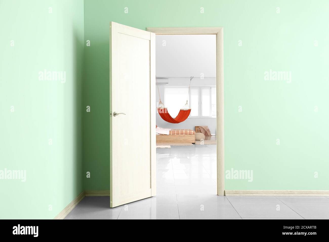 View through doorway to bedroom hi-res stock photography and images - Alamy