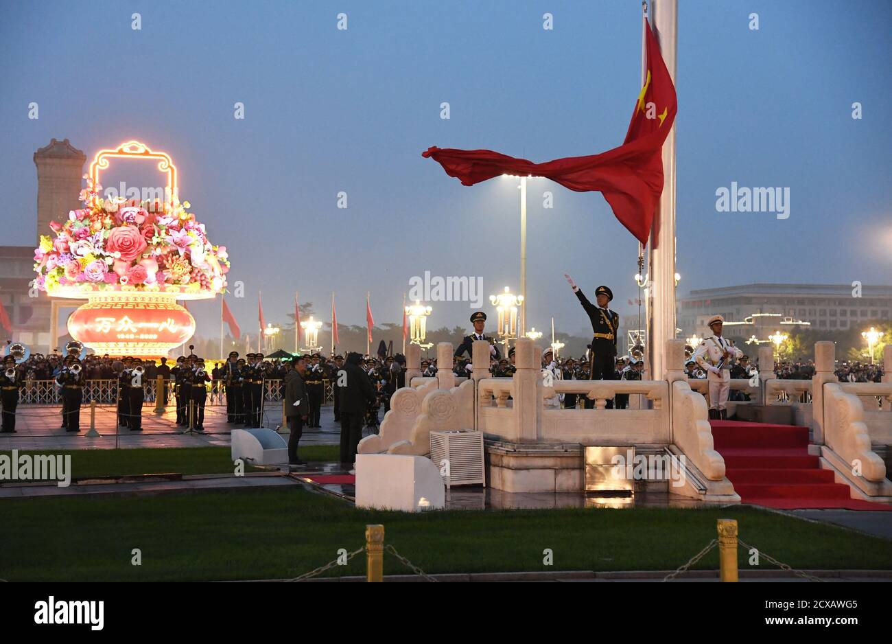 Beijing, China. 1st Oct, 2020. A flag-raising ceremony to celebrate the ...