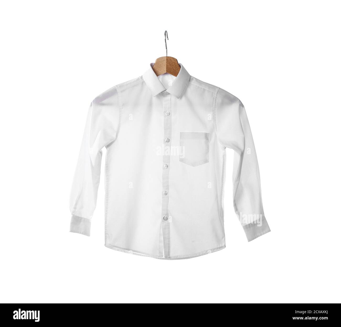 Hanger with stylish school uniform on white background Stock Photo - Alamy