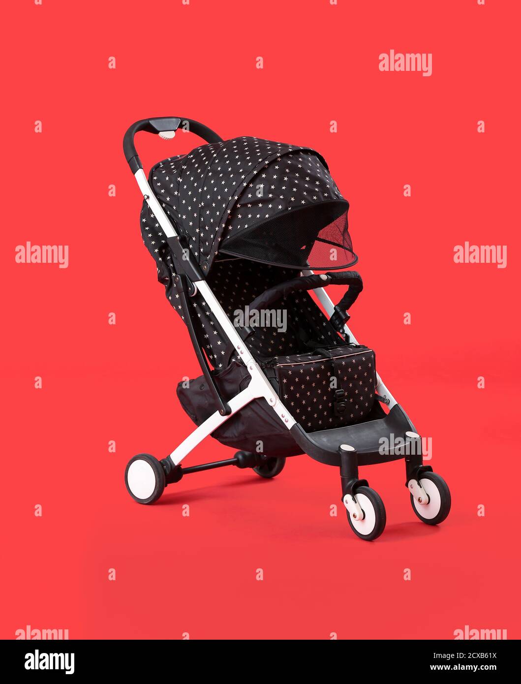 Modern baby stroller on color background Stock Photo - Alamy