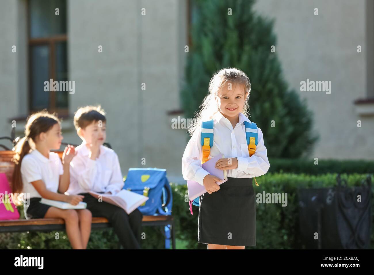 Little pupil near school outdoors Stock Photo - Alamy
