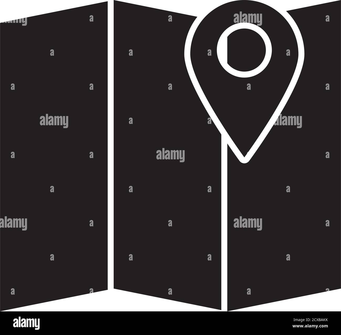 map with location pin icon over white background, silhouette style ...
