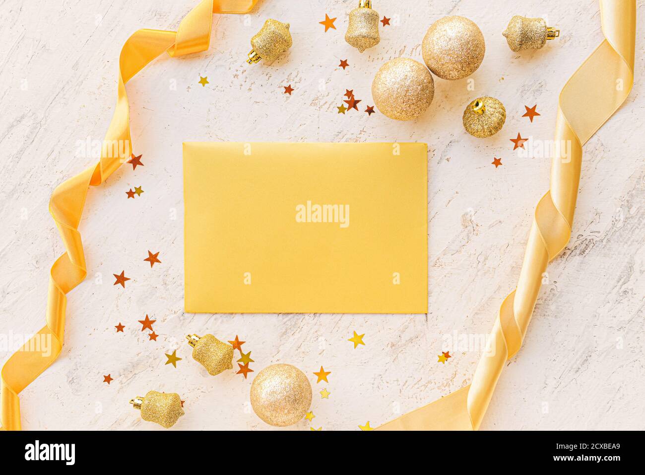 Beautiful Christmas decorations with empty card on white background ...